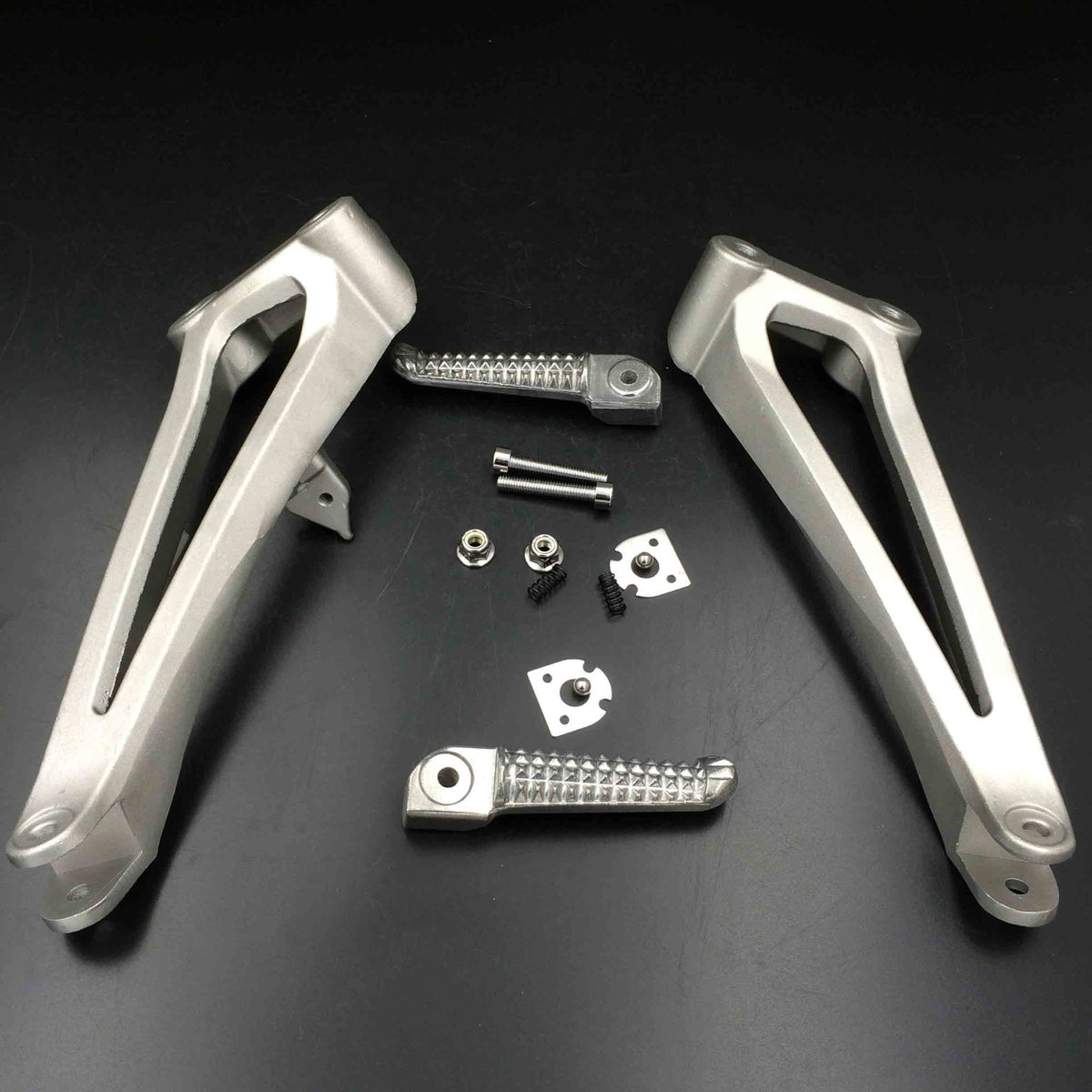 HTT Motorcycle Silver Rear Footrest Foot Pegs Brackets For 2009 2010 2