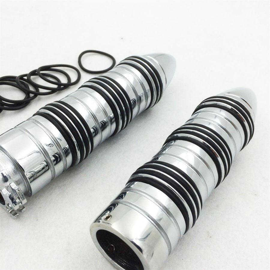 HTT Chrome Rubber Coil 1" Hand Grips For Most Motorcycles bikes with 1 ...
